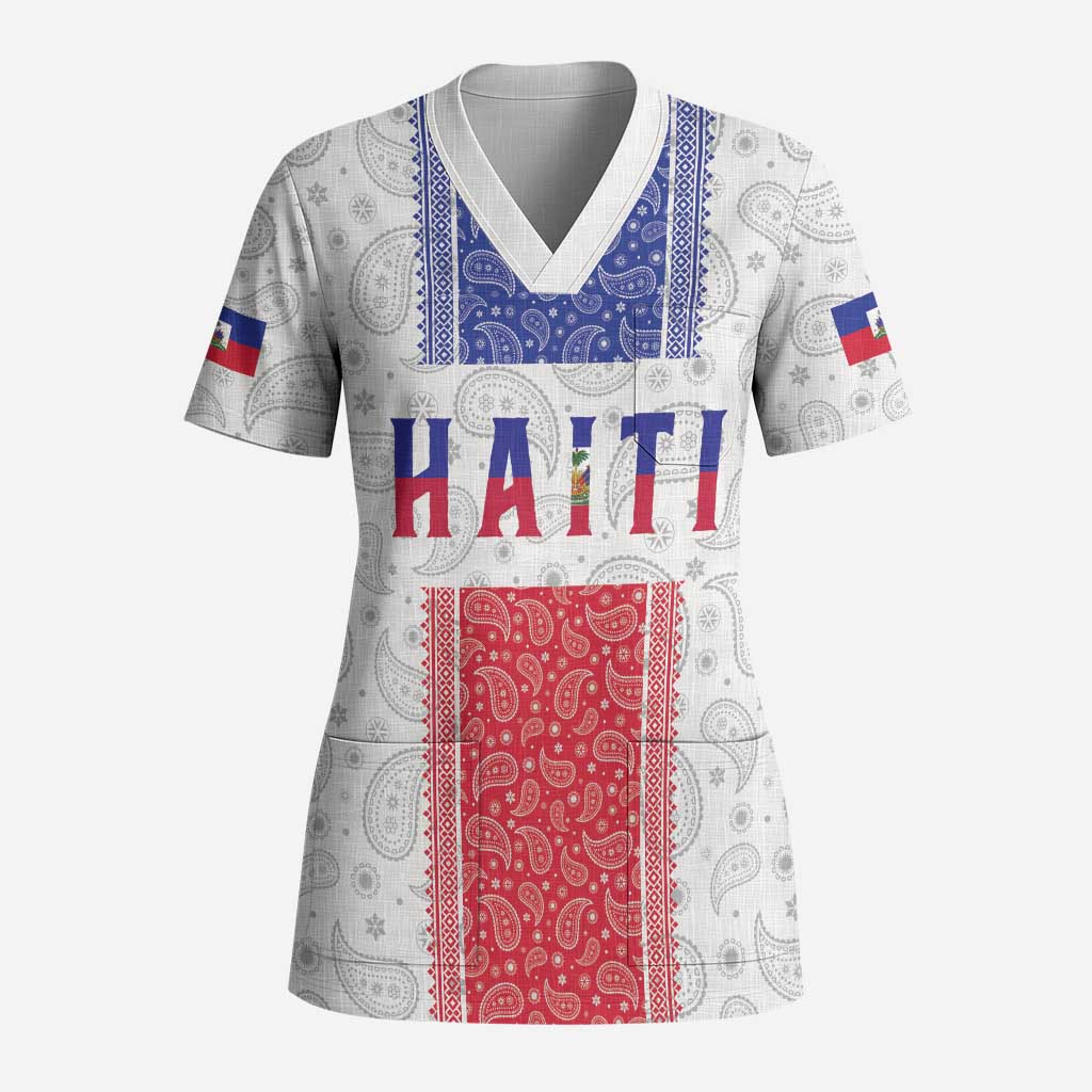 Custom Afro-Haitians Football Scrub Top Paisley Flag Pattern Design by ...