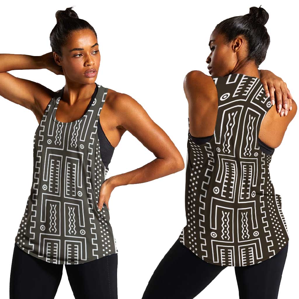 Mali Mud Cloth Bogolanfini Pattern Women Racerback Tank by African Pride