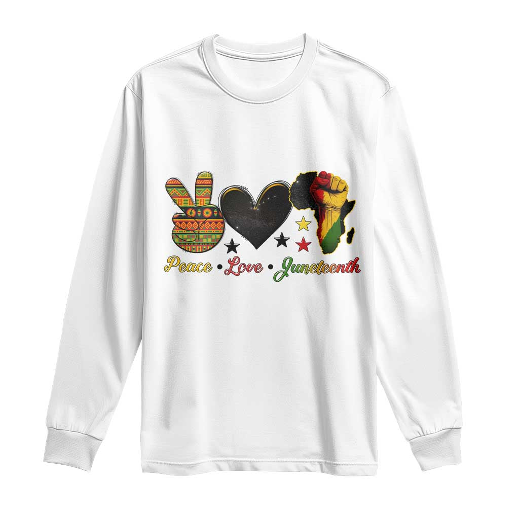Peace Love Juneteenth Long Sleeve Shirt 1865 Heart Kente Peace Sign ...