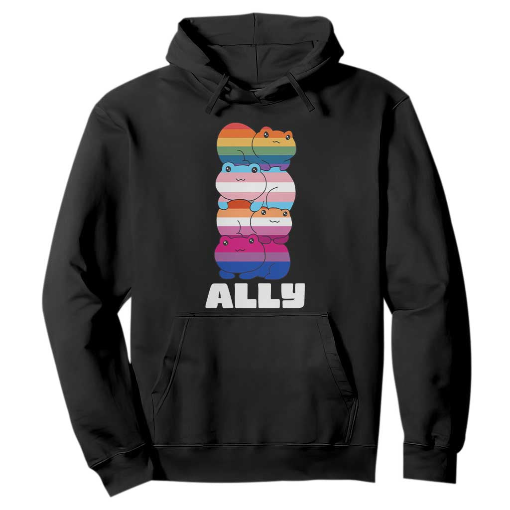 Colorful LGBTQ+ Ally Frogs Stack Hoodie Kawaii Gay Pride Support by ...