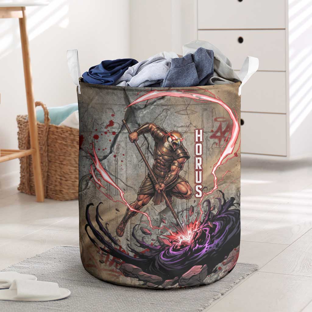 Horus Behdety Warrior Laundry Basket with Falcon Mask and Spear Ancient ...