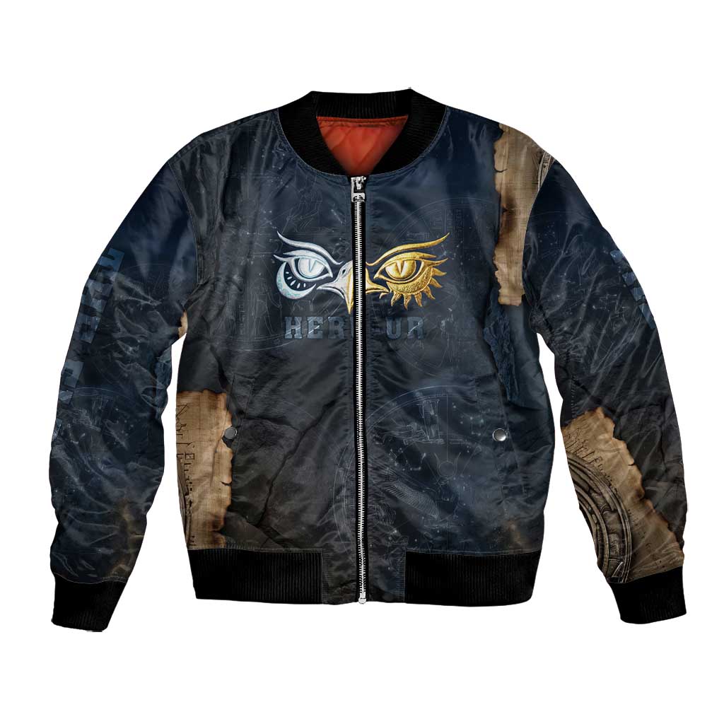Heru-Ur Falcon Eyes Bomber Jacket Solar Disk Ancient Egyptian Mythology ...