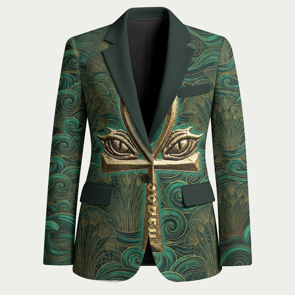 Sobek Crocodile Warrior Blazer with Ankh Ancient Egyptian Motif in ...