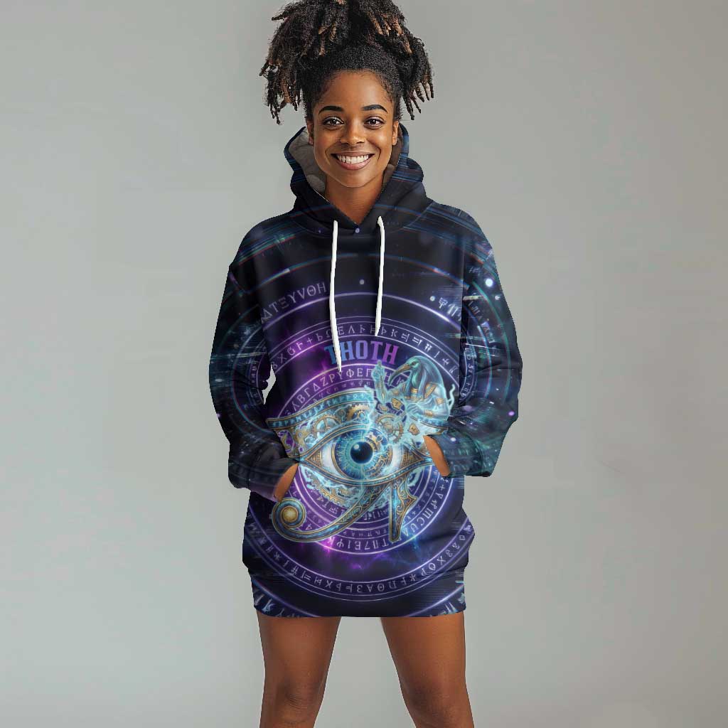 Thoth Ancient Egyptian Cosmic Hoodie Dress with Sacred Eye and Baboon ...