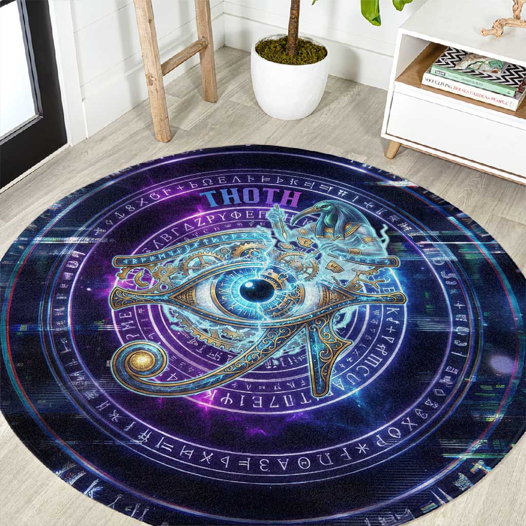 Thoth Ancient Egyptian Cosmic Round Carpet with Sacred Eye and Baboon ...