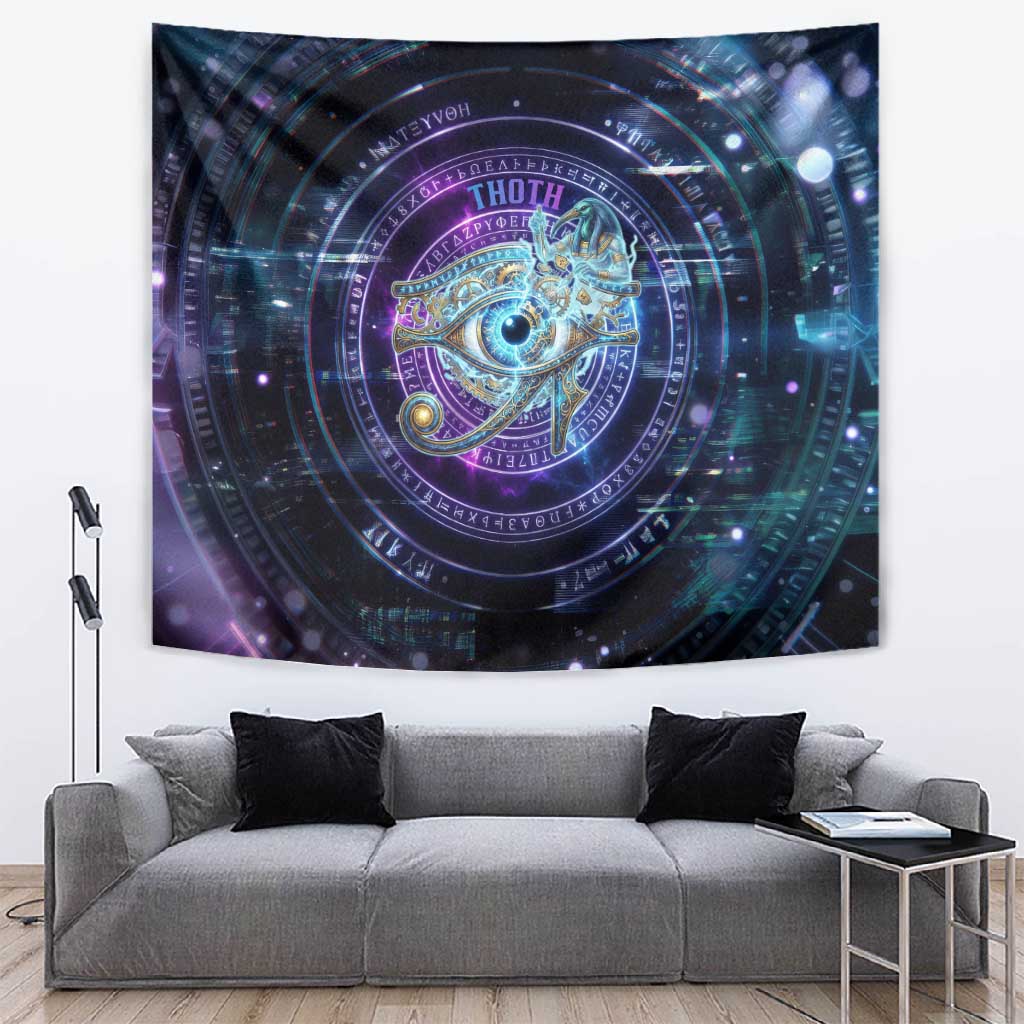 Thoth Ancient Egyptian Cosmic Tapestry with Sacred Eye and Baboon ...