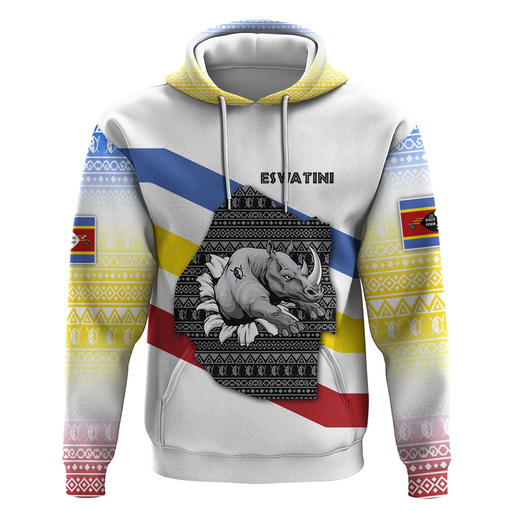 Eswatini Rhino Hoodie Swazi Map Flag and African Traditional Patterns ...