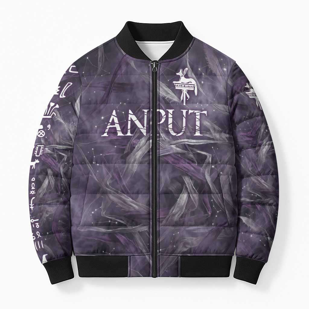 Anput Sacred Urn Bomber Puffer Jacket with Papyrus Flowers Egyptian ...