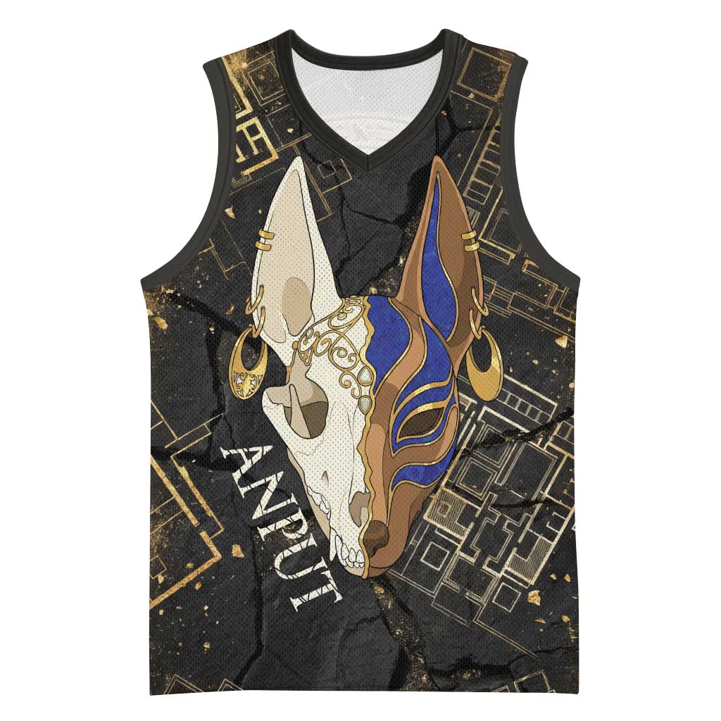 Anput Jackal Mask Basketball Jersey with Full Moon Egyptian Afterlife ...