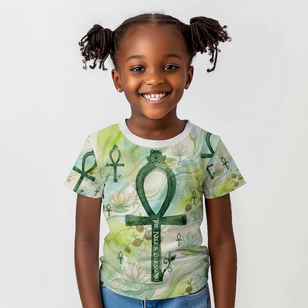 Heqet Nile Ankh Symbol Kid T shirt Egyptian Lotus Motif in Watercolor ...