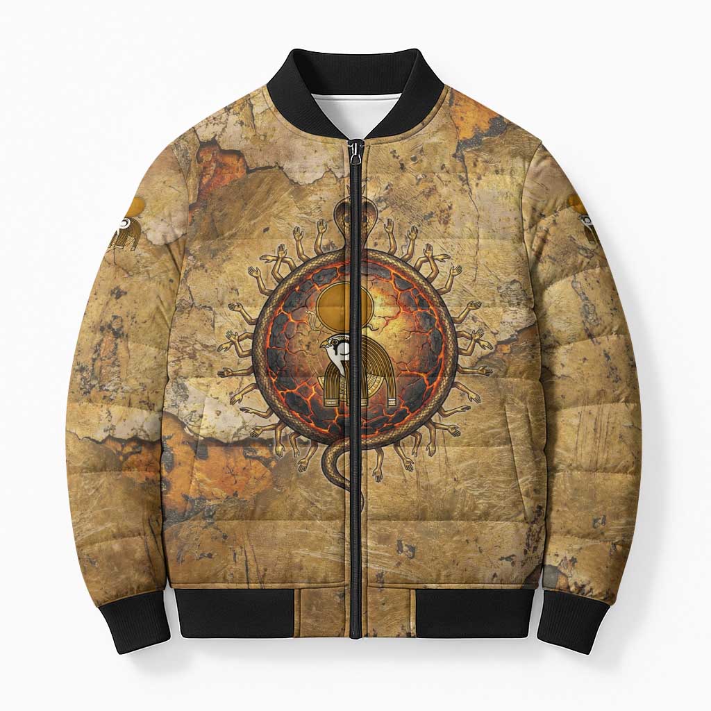 Ra Egyptian Bomber Puffer Jacket Sun God Solar Disk Serpent Slayer ...