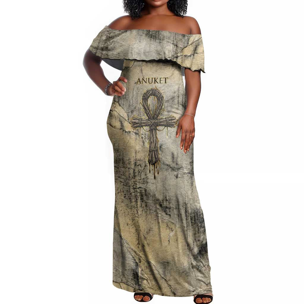 Anuket Off Shoulder Maxi Dress Egyptian Queen of the Cataracts Ankh ...