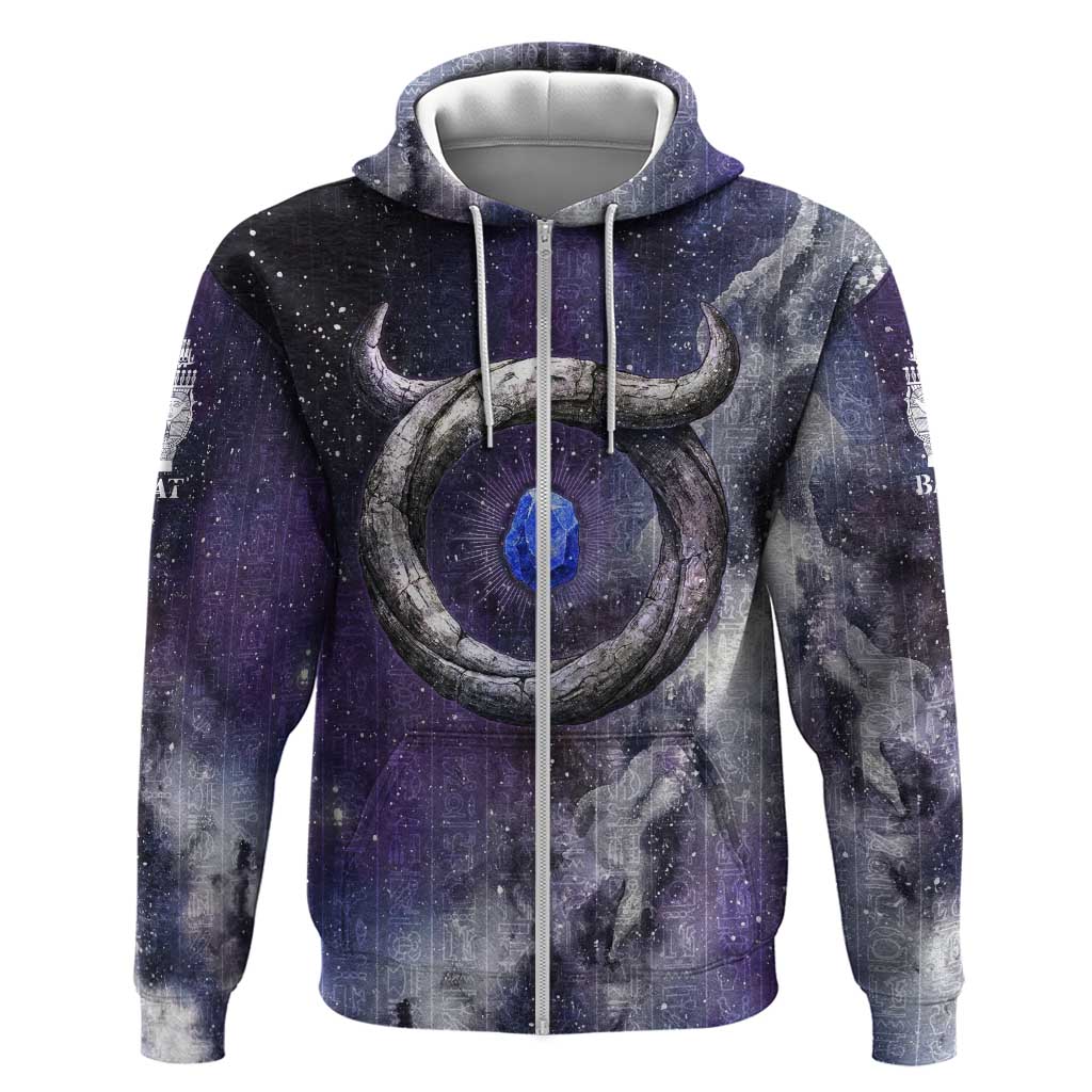 Bat Egyptian Zip Hoodie Cow Goddess Celestial Face Horn Ring Gem Cosmic ...