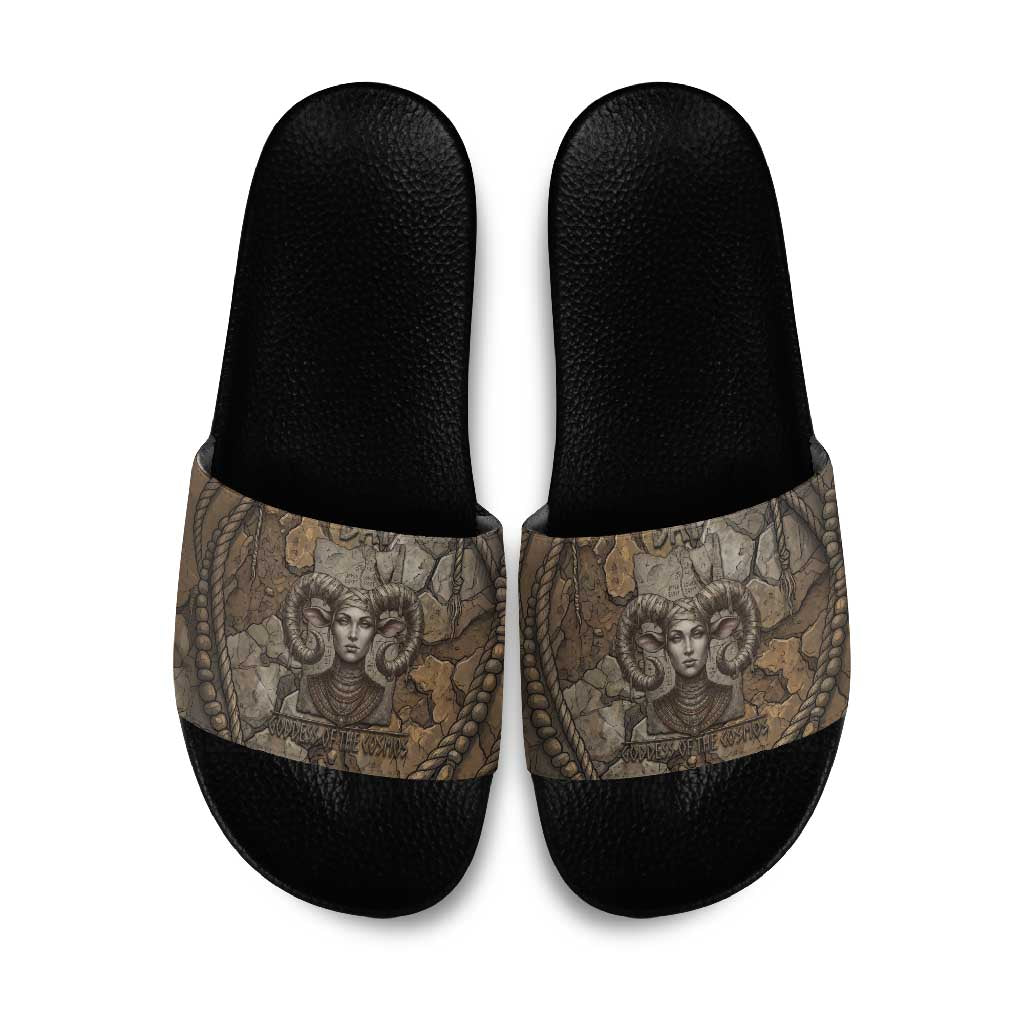 Bat Slide Sandals Goddess of the Cosmos Ancient Egyptian Cow Horns ...