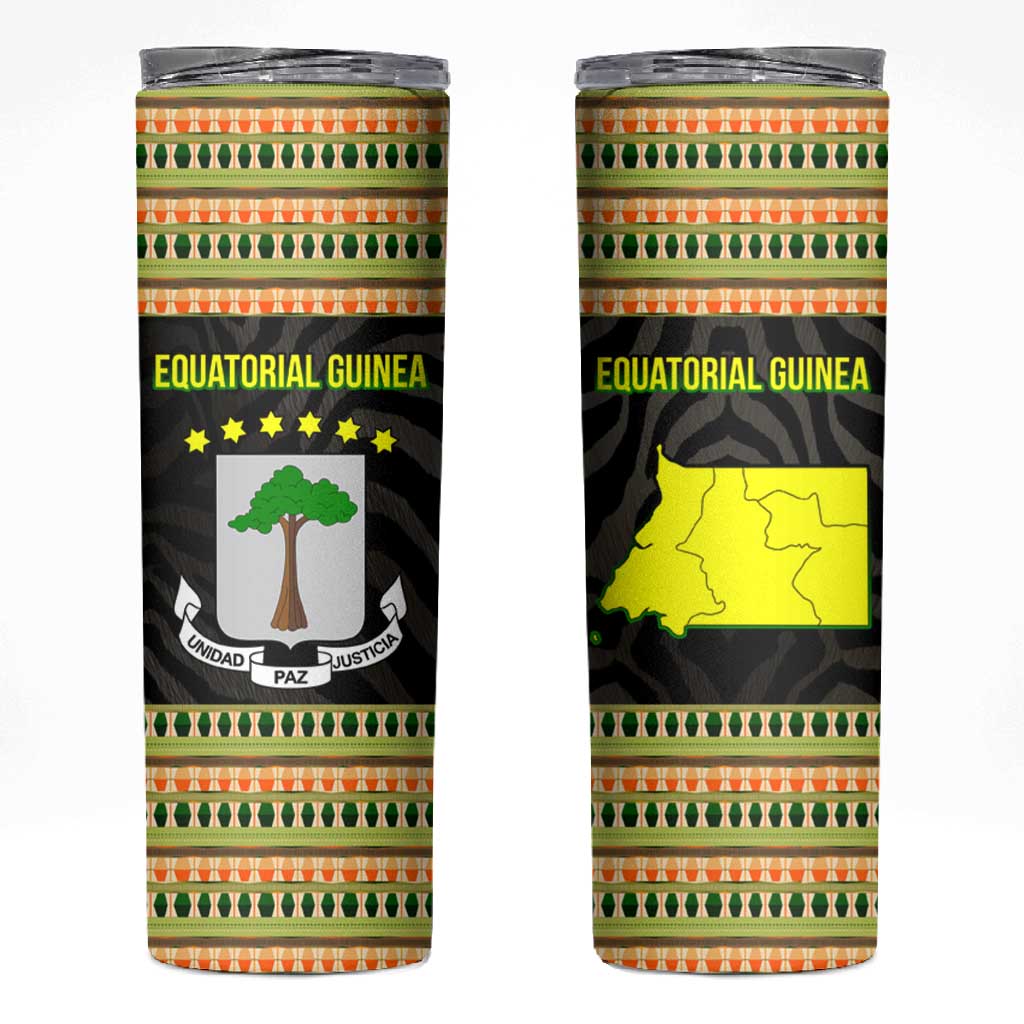 Equatorial Guinea Heritage Skinny Tumbler - National Emblem and Tribal ...