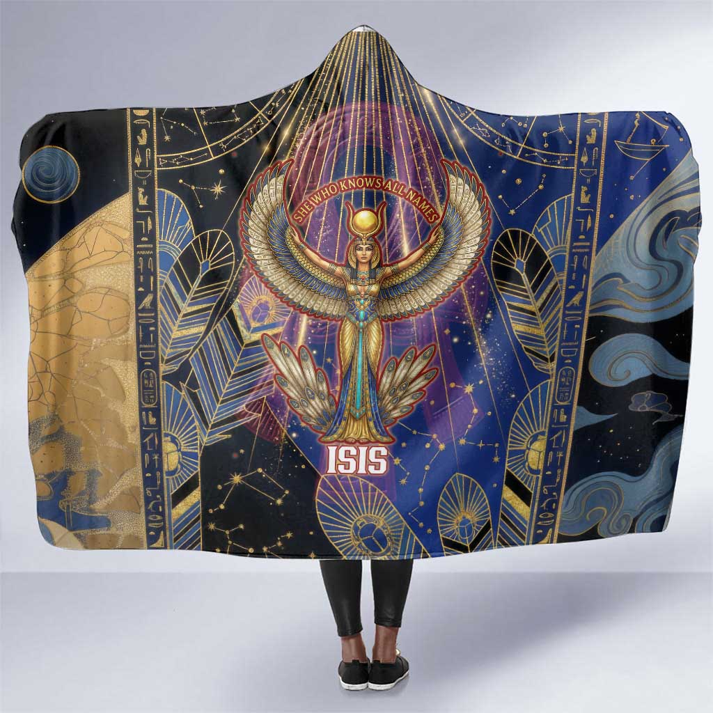 Isis Ankh Symbol Hooded Blanket with Celestial Wings in Ancient ...
