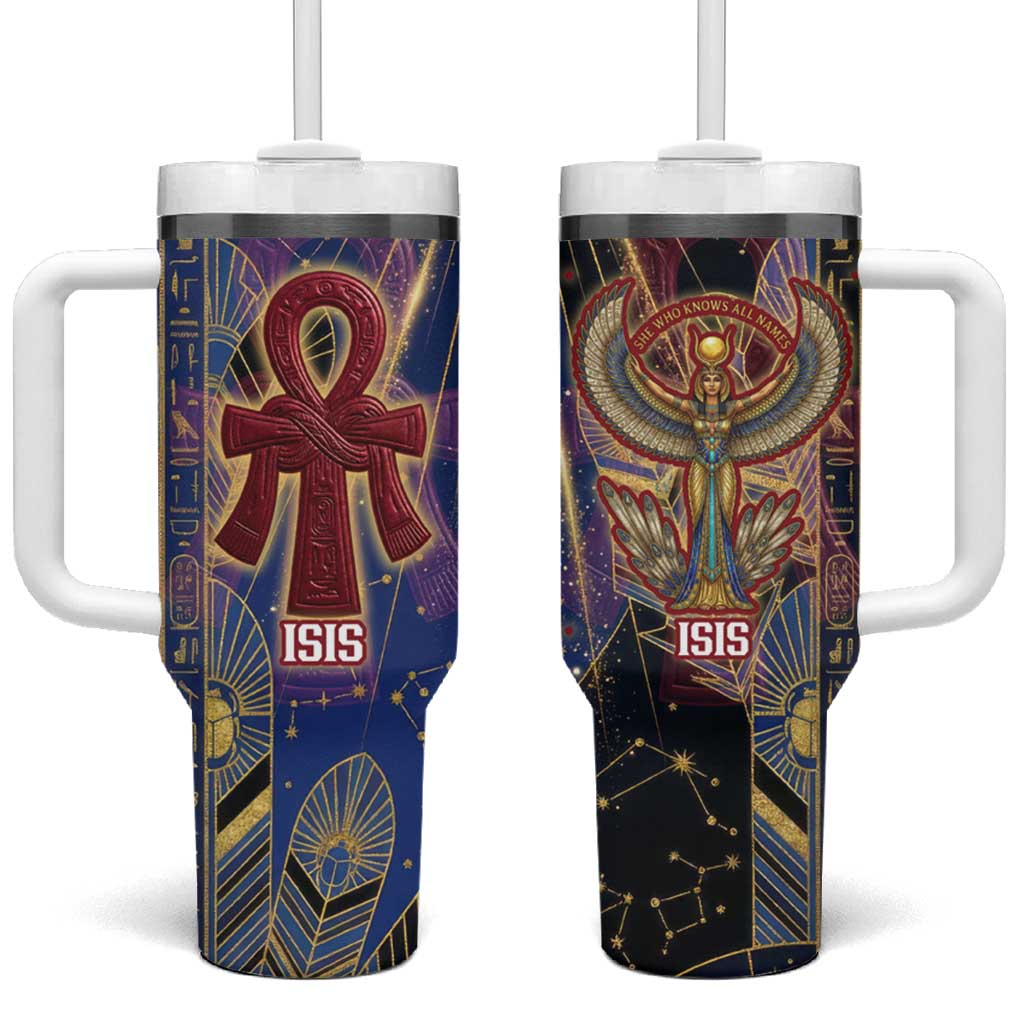 Isis Ankh Symbol Tumbler With Handle with Celestial Wings in Ancient ...