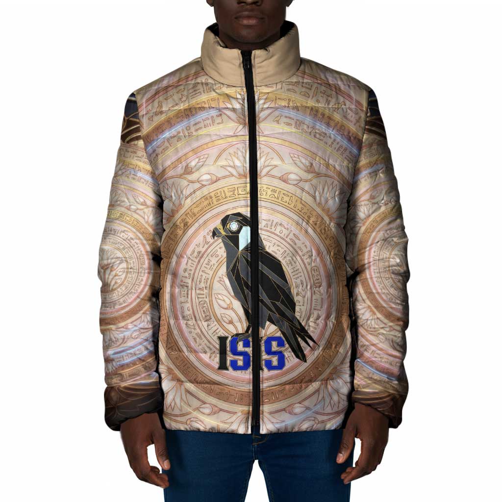 Isis Padded Jacket with Falcon Symbol and Sacred Geometry in Egyptian ...