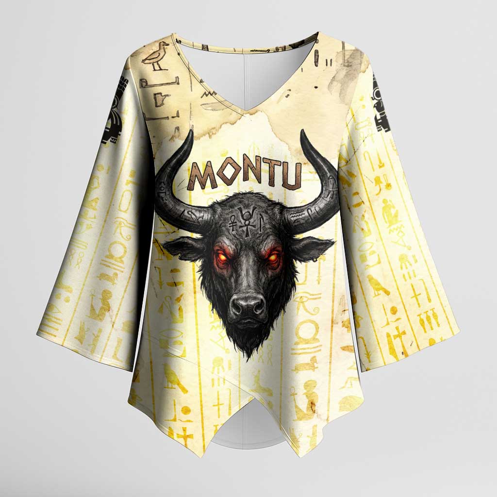 Montu Egyptian Kimono Sleeve Blouse War God Mighty Bull Symbol Ancient ...