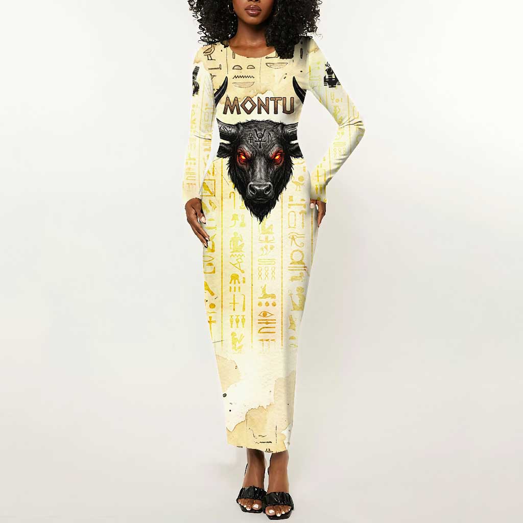 Montu Egyptian Long Sleeve Bodycon Dress War God Mighty Bull Symbol ...