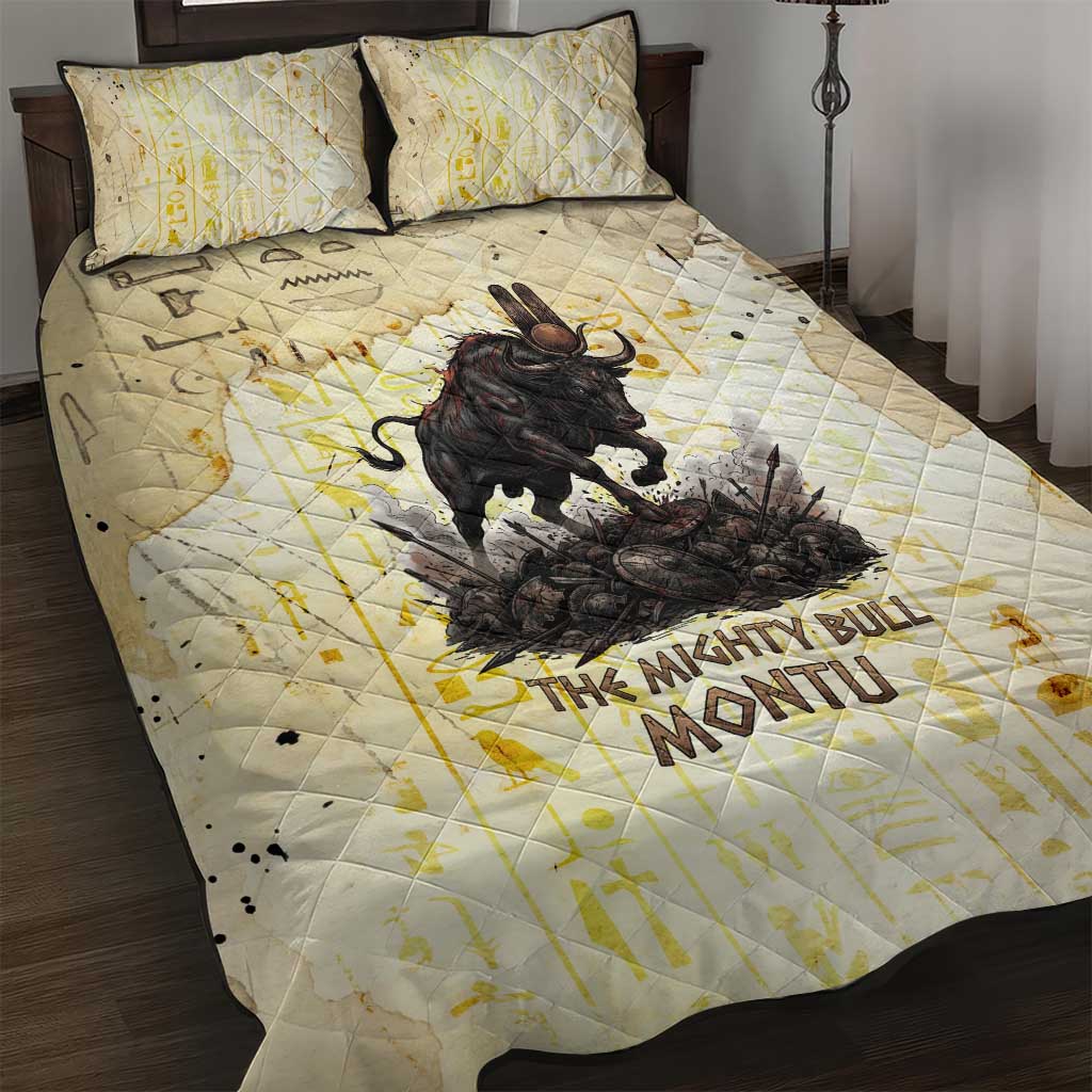 Montu Egyptian Quilt Bed Set War God Mighty Bull Symbol Ancient Power ...