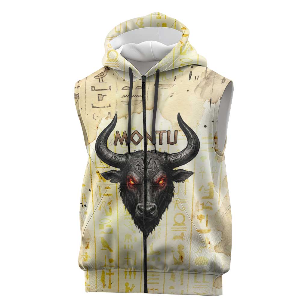 Montu Egyptian Sleeveless Zip Hoodie War God Mighty Bull Symbol Ancient ...