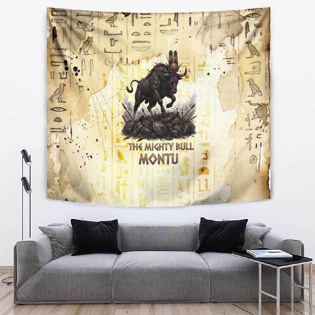 Montu Egyptian Tapestry War God Mighty Bull Symbol Ancient Power ...