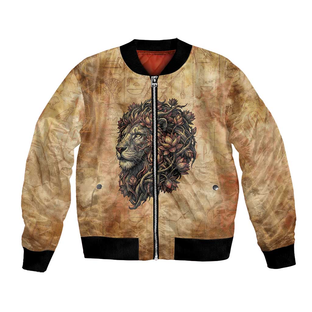 Nefertem Ancient Egyptian Bomber Jacket Lion Head Lotus Flowers Incense ...