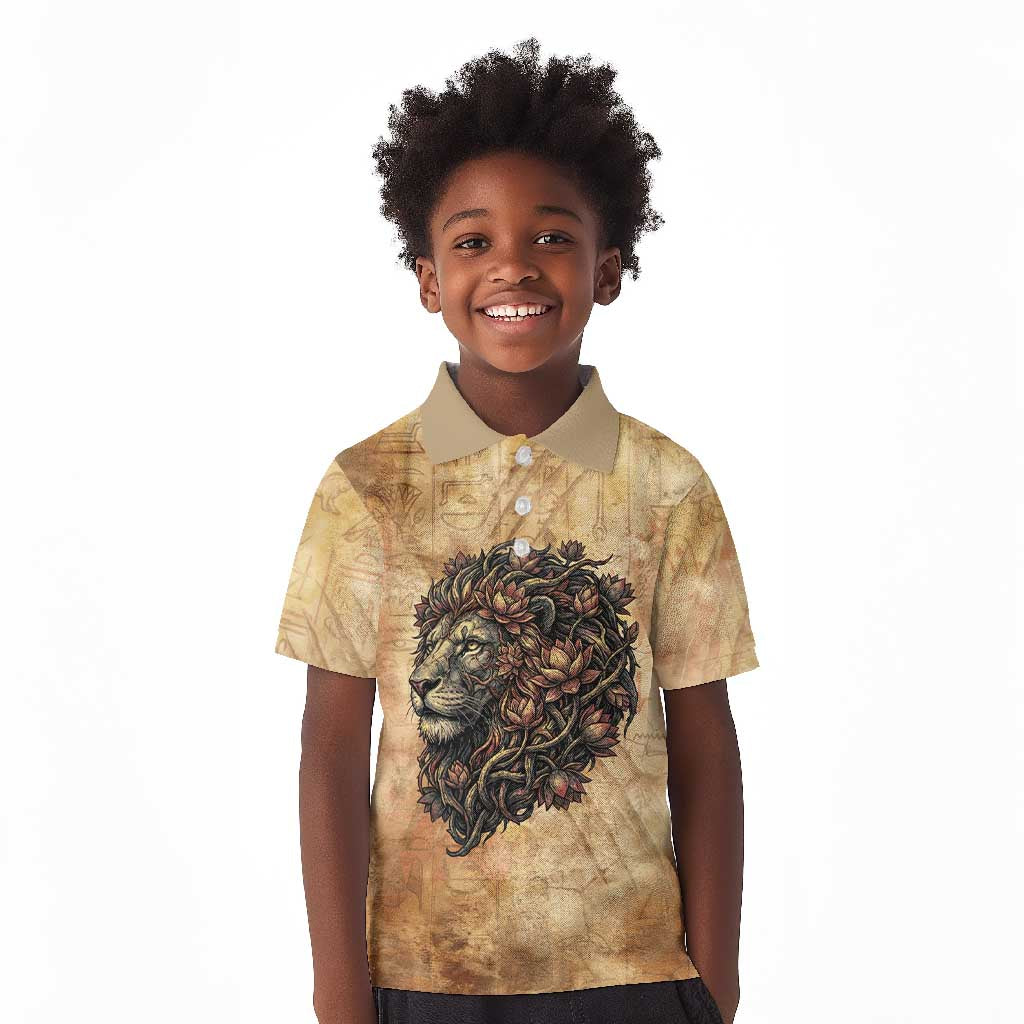 Nefertem Ancient Egyptian Kid Polo Shirt Lion Head Lotus Flowers ...