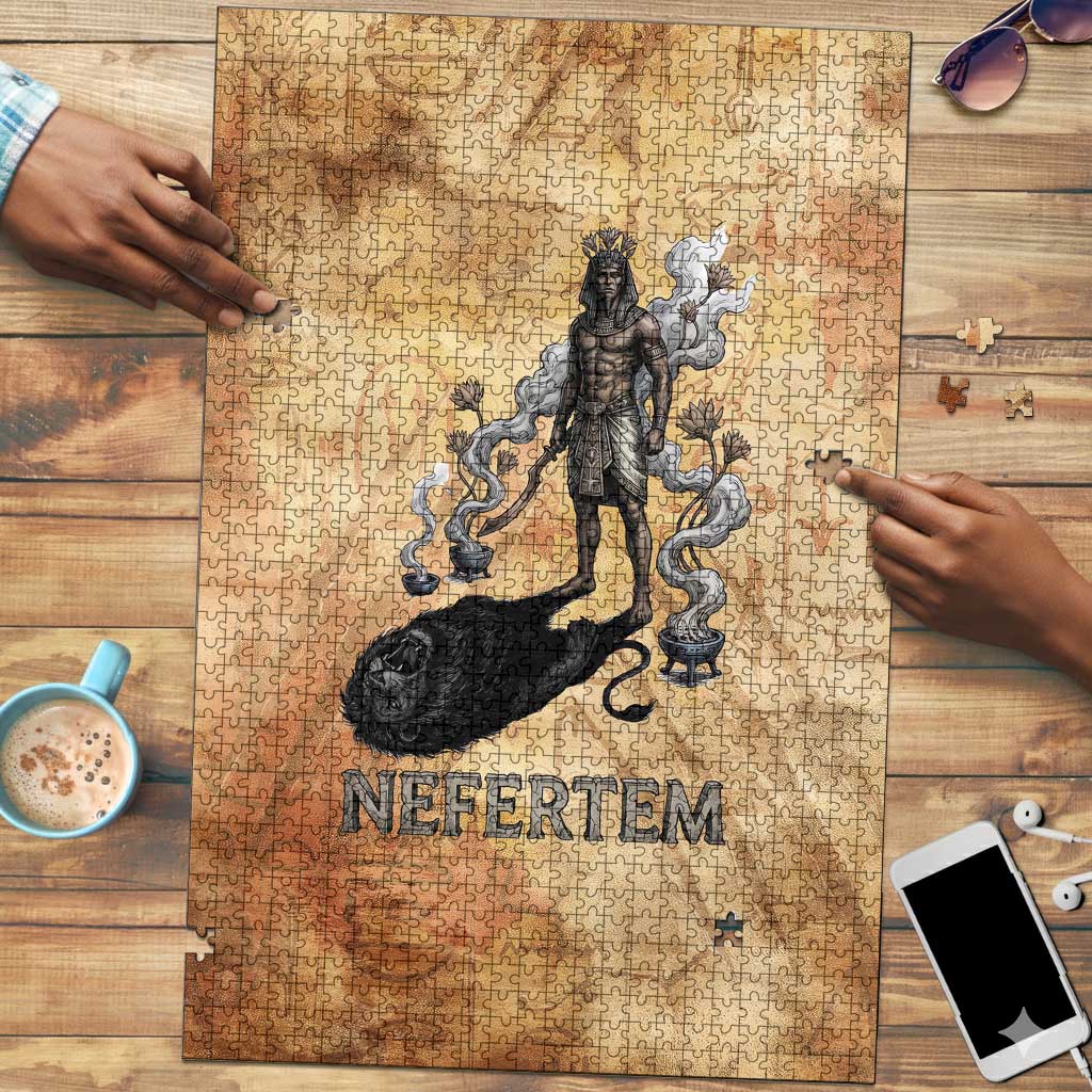 Nefertem Ancient Egyptian Puzzle Lion Head Lotus Flowers Incense Smoke ...