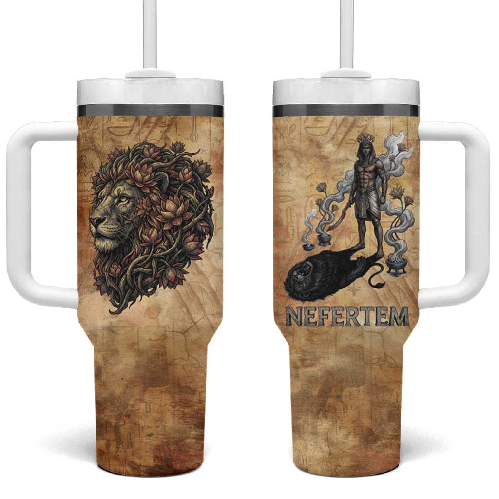 Nefertem Ancient Egyptian Tumbler With Handle Lion Head Lotus Flowers ...