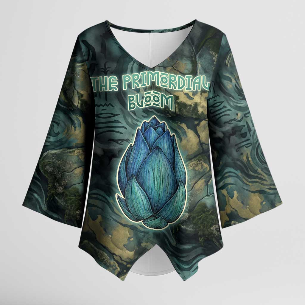 Nefertem Kimono Sleeve Blouse Primordial Bloom Lotus Mystical Lion ...