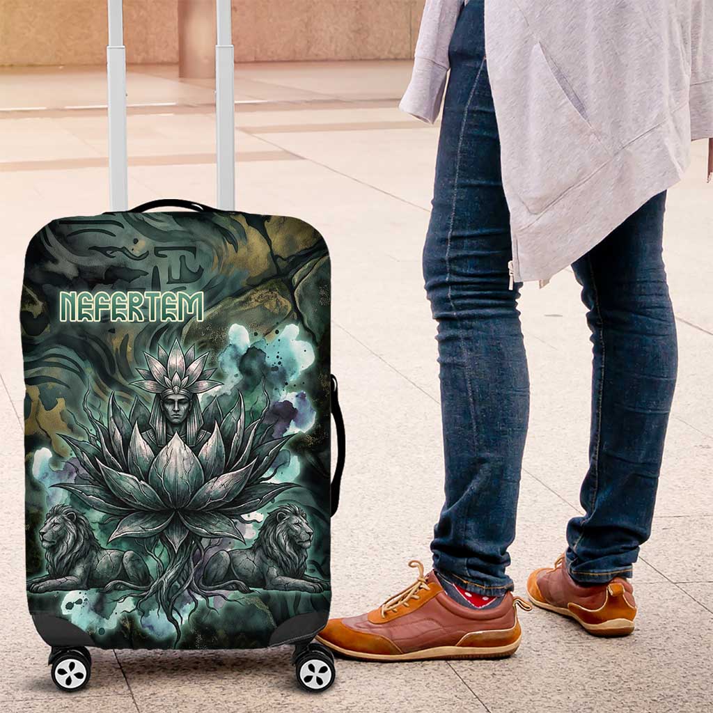 Nefertem Luggage Cover Primordial Bloom Lotus Mystical Lion Cosmic ...