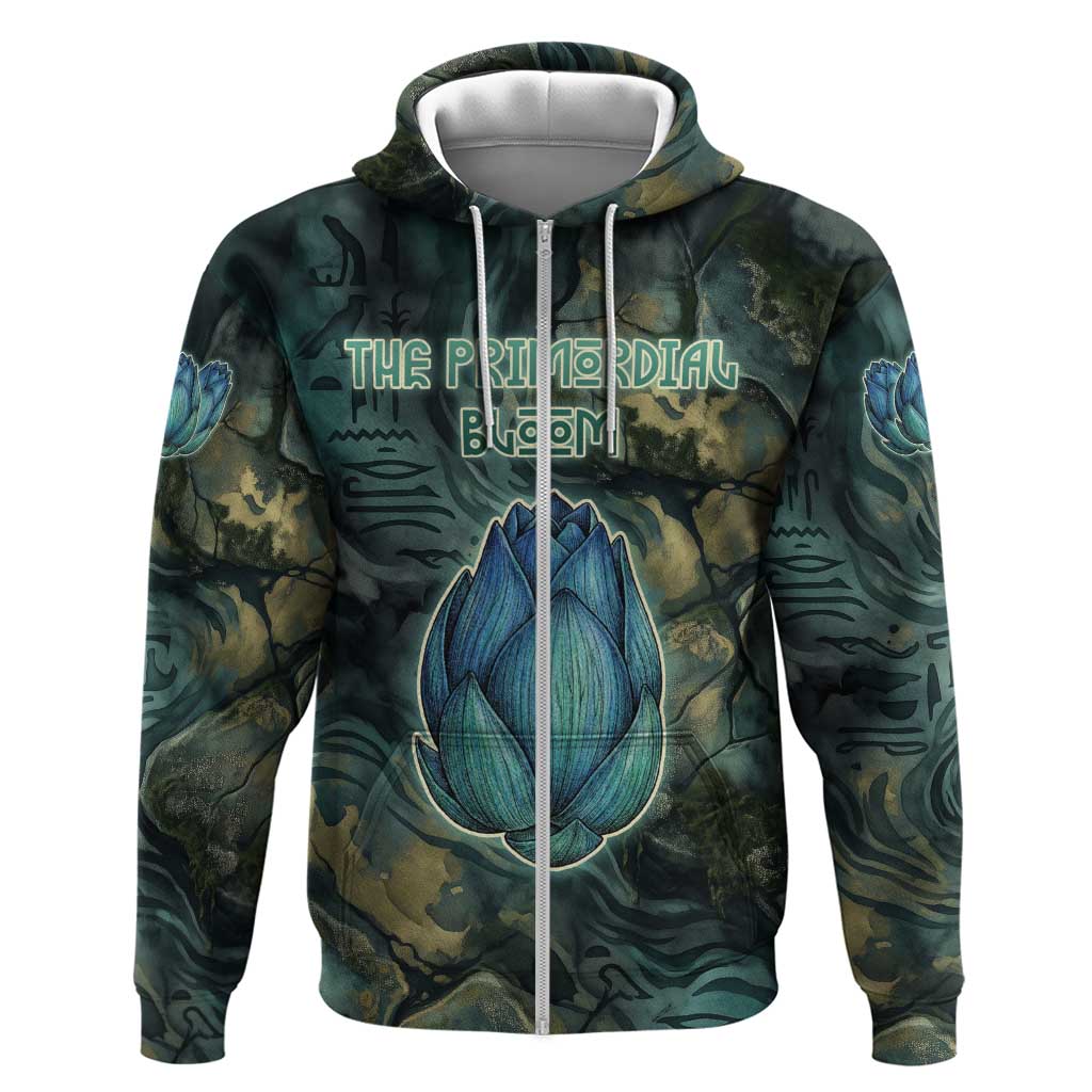 Nefertem Zip Hoodie Primordial Bloom Lotus Mystical Lion Cosmic ...