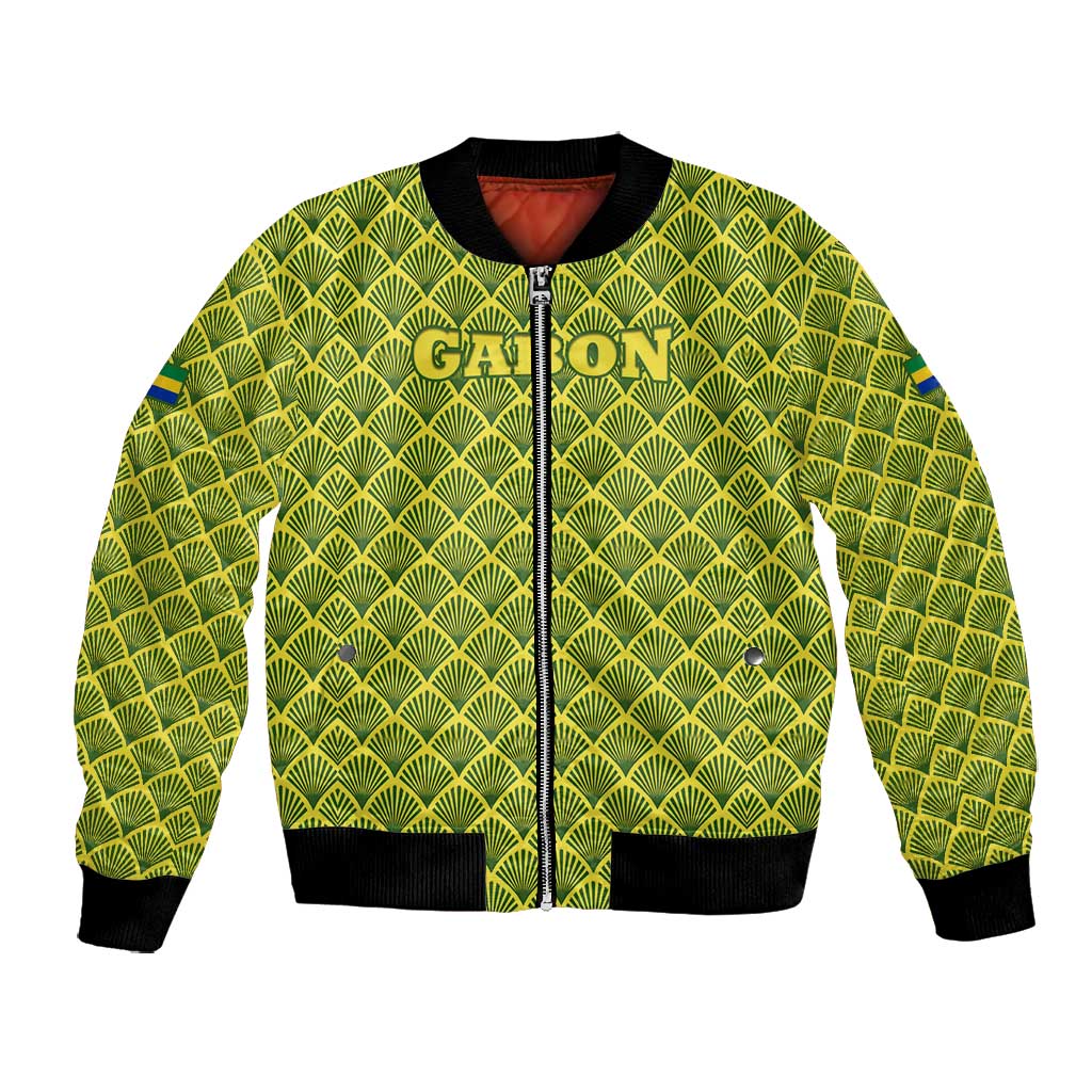 Gabon Tribal Pattern Bomber Jacket - National Flag Colors and Bold Text ...
