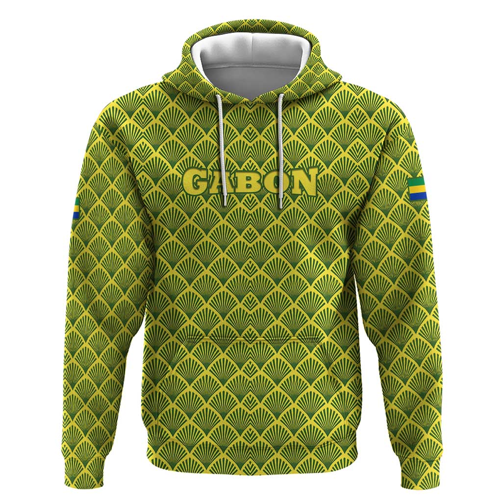 Gabon Tribal Pattern Hoodie - National Flag Colors and Bold Text Design ...