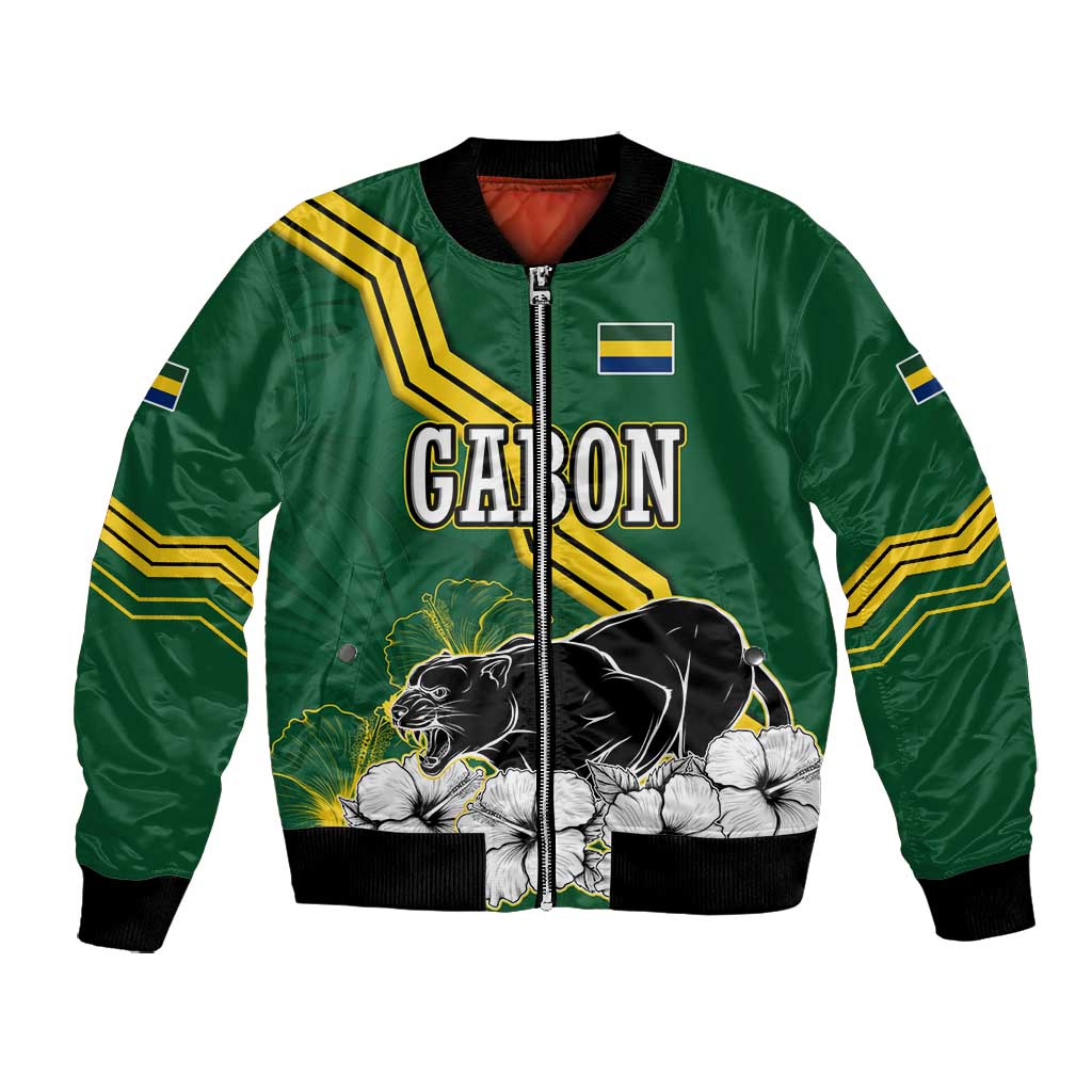 Gabon Bomber Jacket - Black Panther Graphic and Hibiscus Flower Design ...