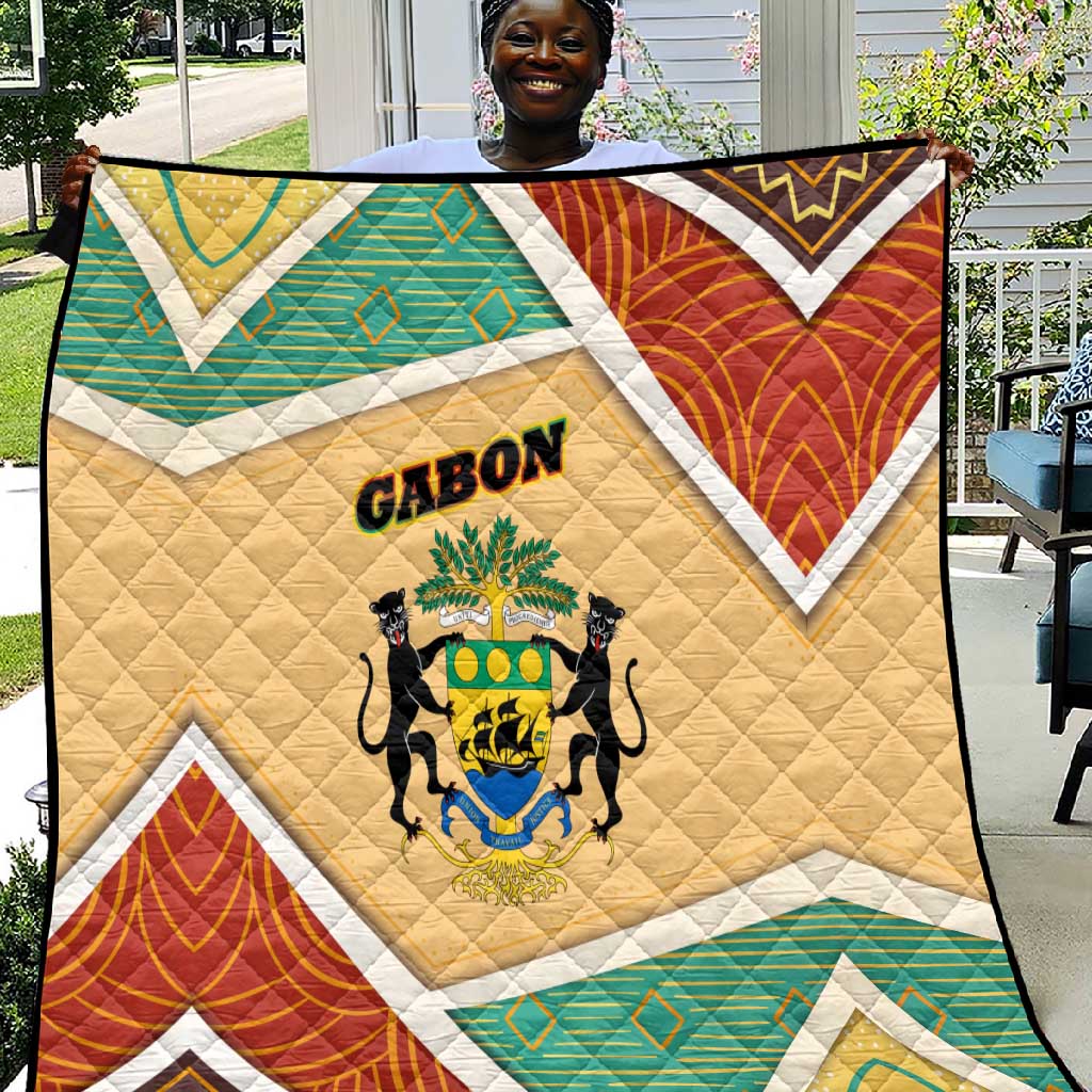 Gabon Quilt - National Coat of Arms and Tribal Pattern Map Design in ...