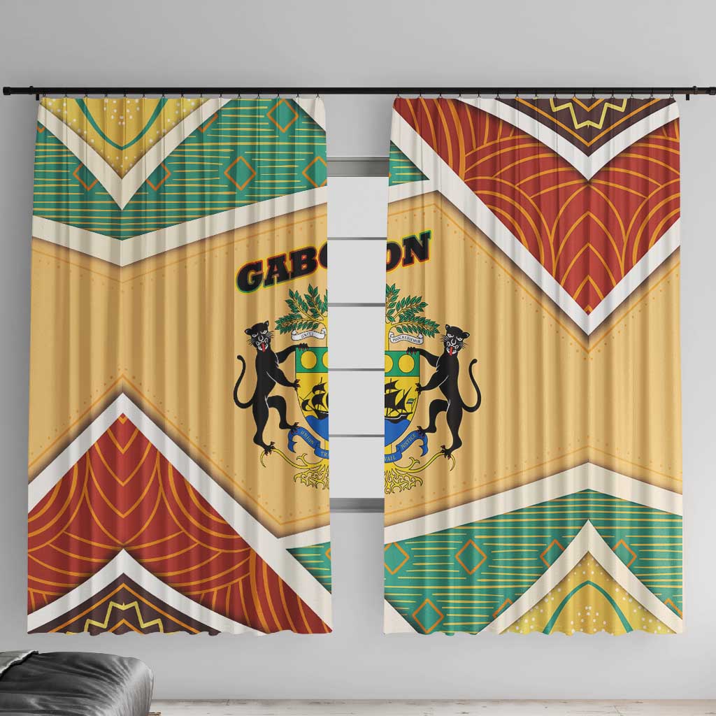 Gabon Window Curtain - National Coat of Arms and Tribal Pattern Map ...
