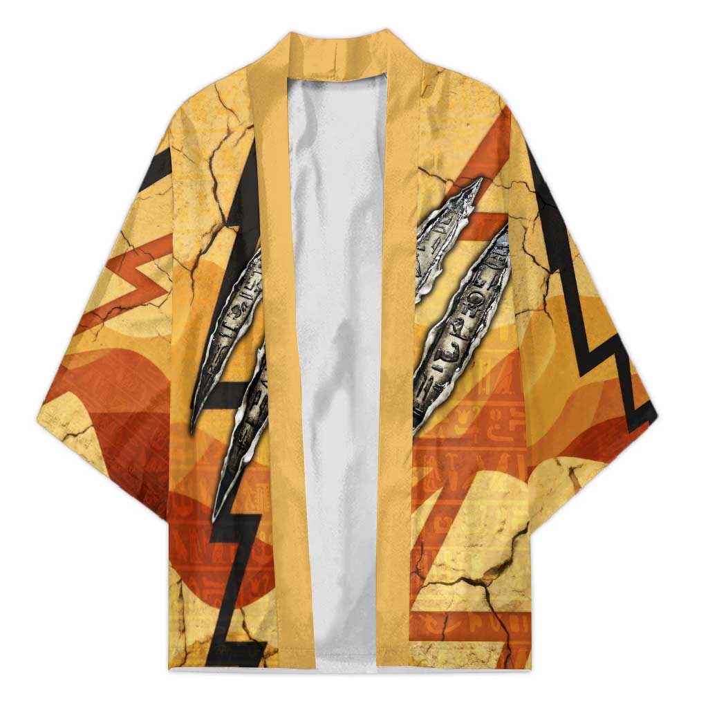 Pakhet Lion Head Kimono with Claw Marks in Fiery Ancient Egyptian Motif ...