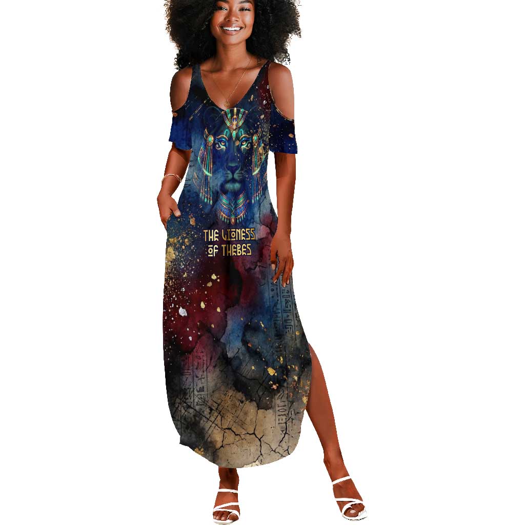 Mut Summer Maxi Dress The Lioness of Thebes Egyptian Goddess Cosmic ...
