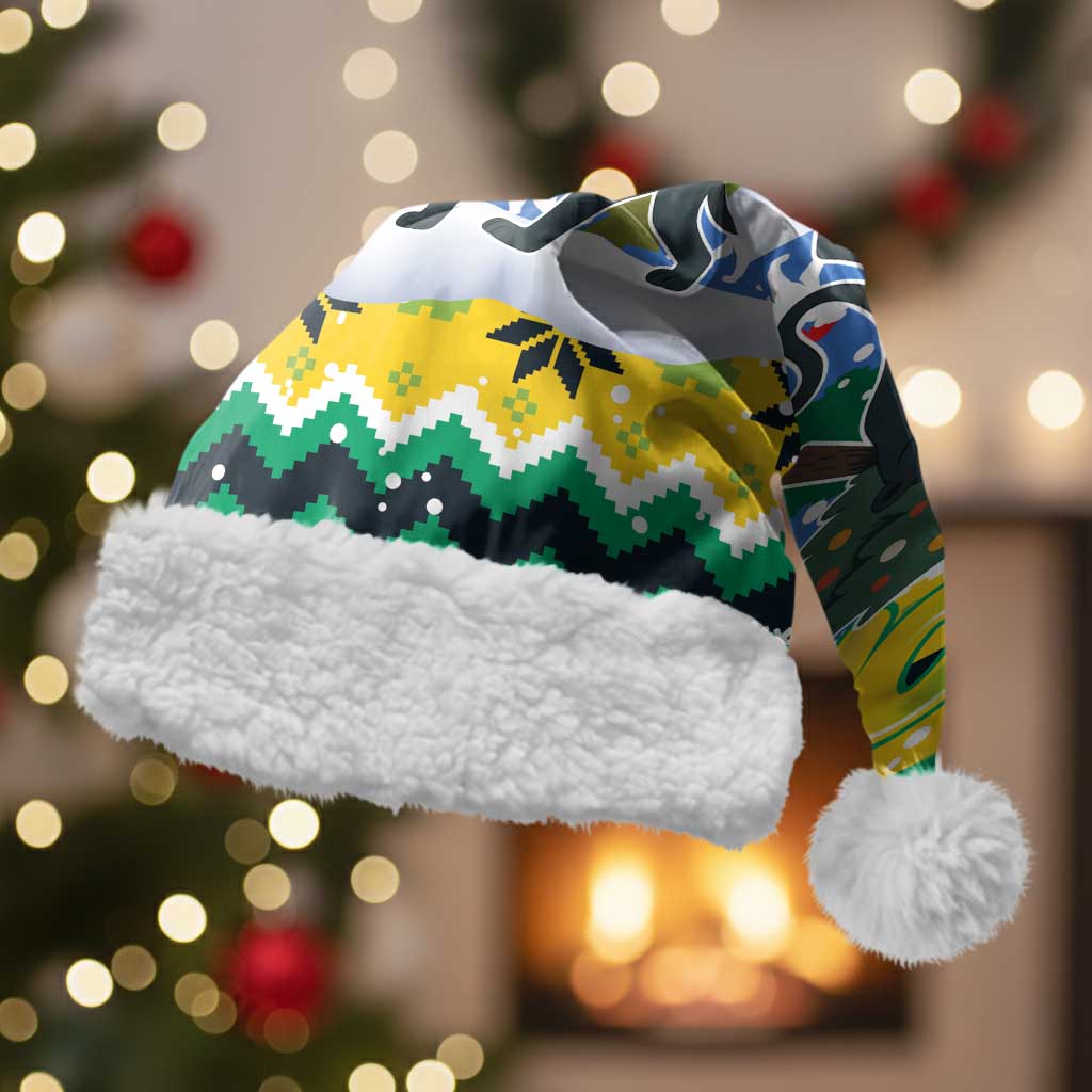 Gabon Christmas Santa Hat Black Panthers Carrying Tree and Snowflake ...