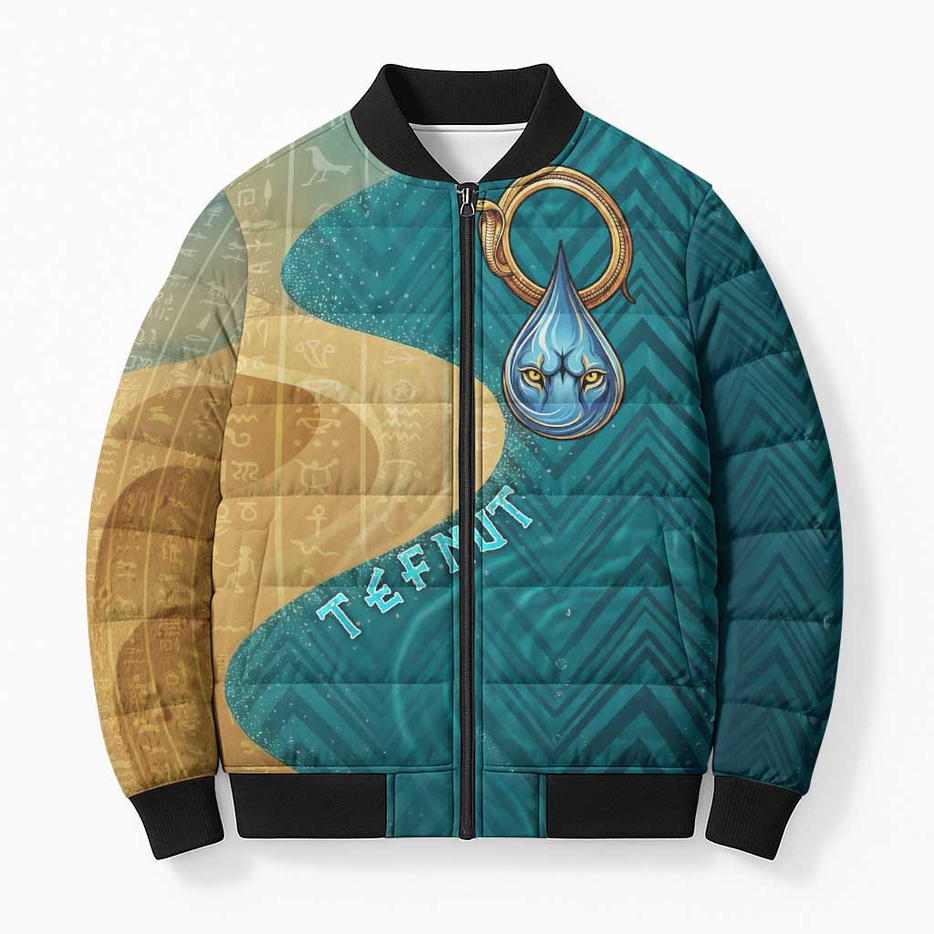 Tefnut Ancient Egyptian Bomber Puffer Jacket with Water Drop and Lion ...