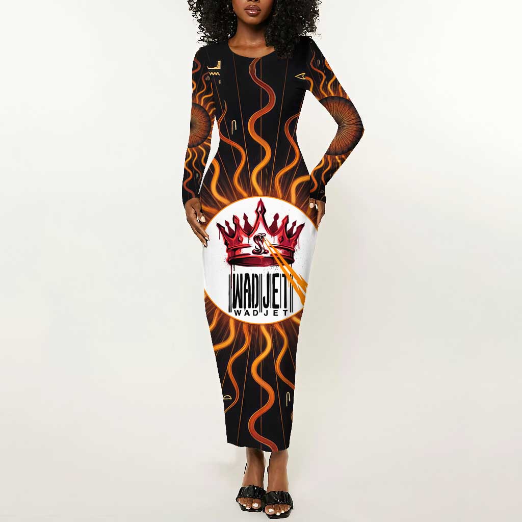 Wadjet Fiery Serpent Long Sleeve Bodycon Dress Egyptian Ankh Symbol in ...