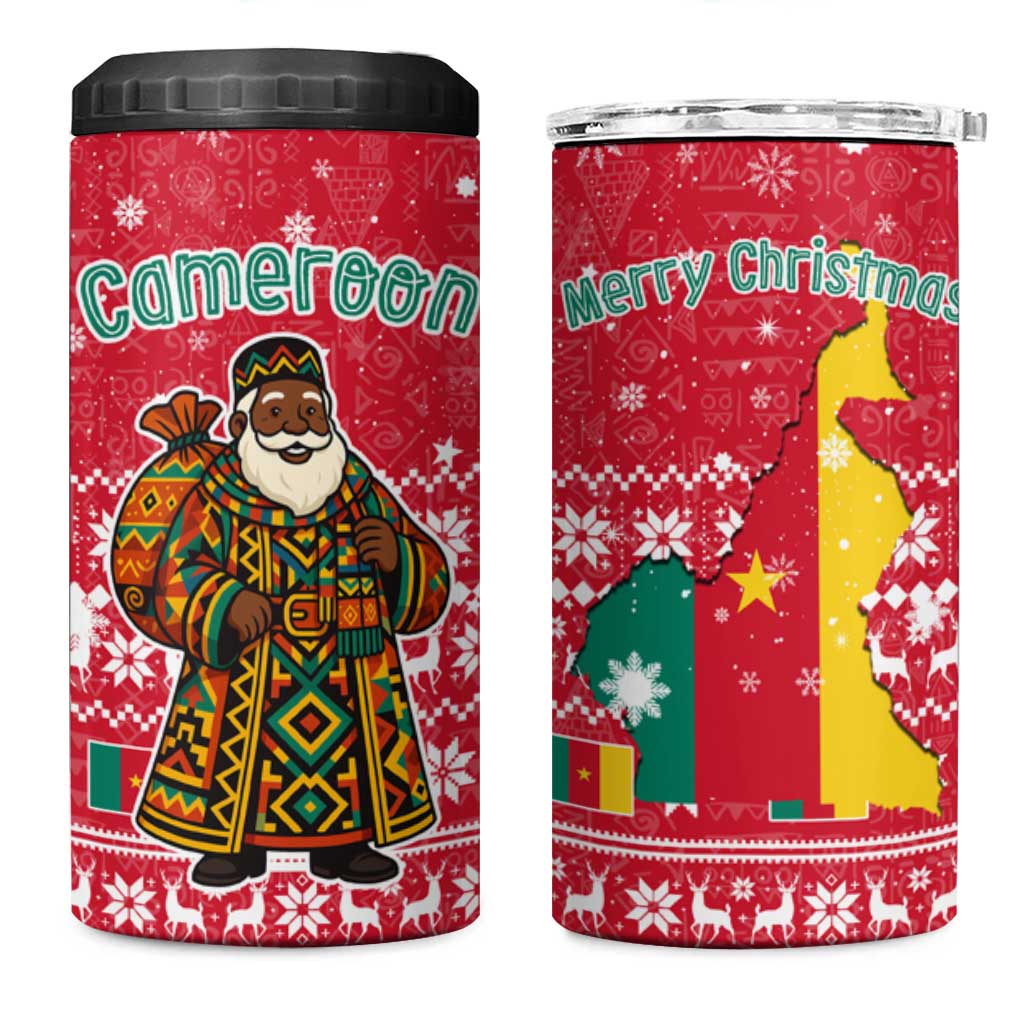 Cameroon Christmas 4 in 1 Can Cooler Tumbler Snowflake Pattern ...