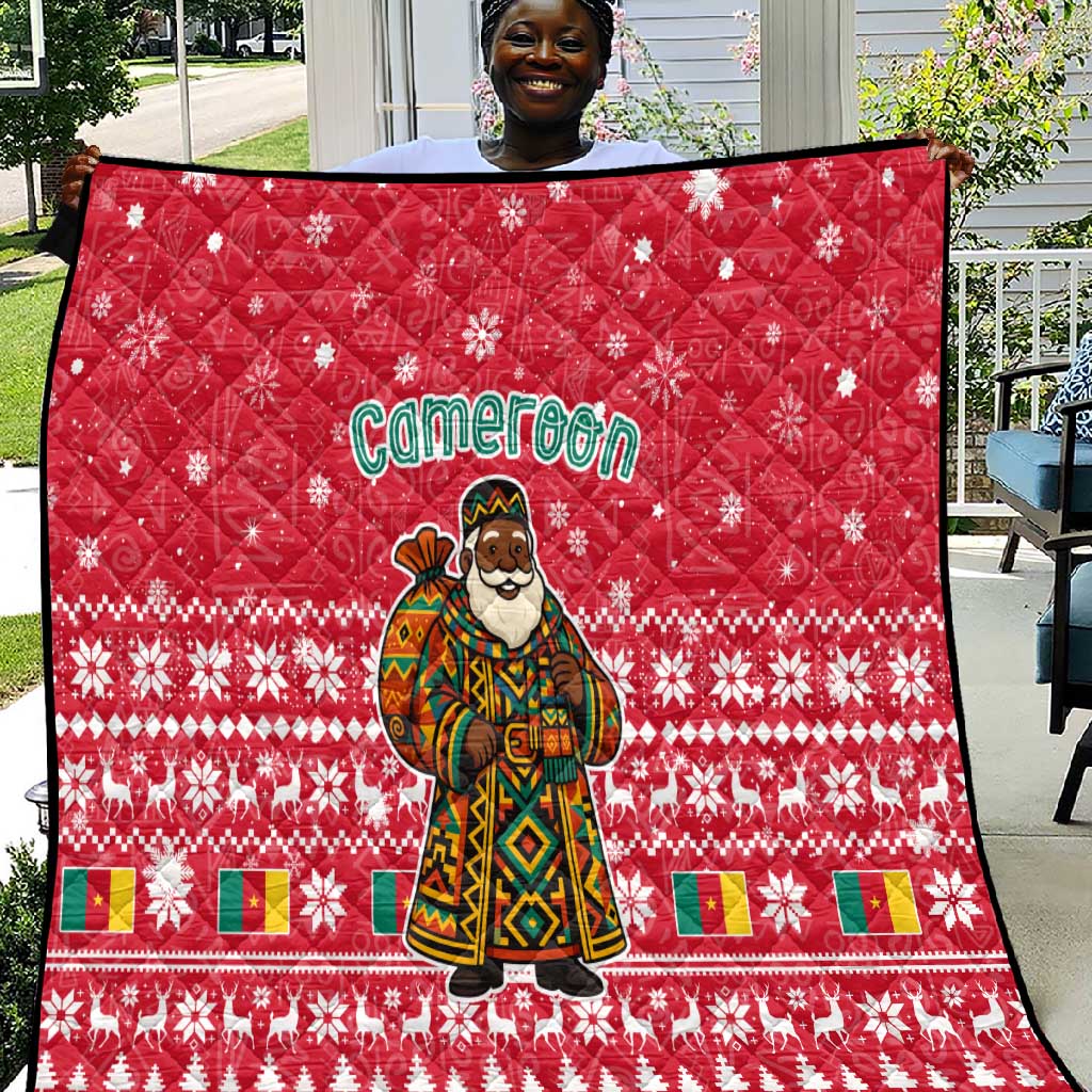 Cameroon Christmas Quilt Snowflake Pattern Traditional Santa and Map ...