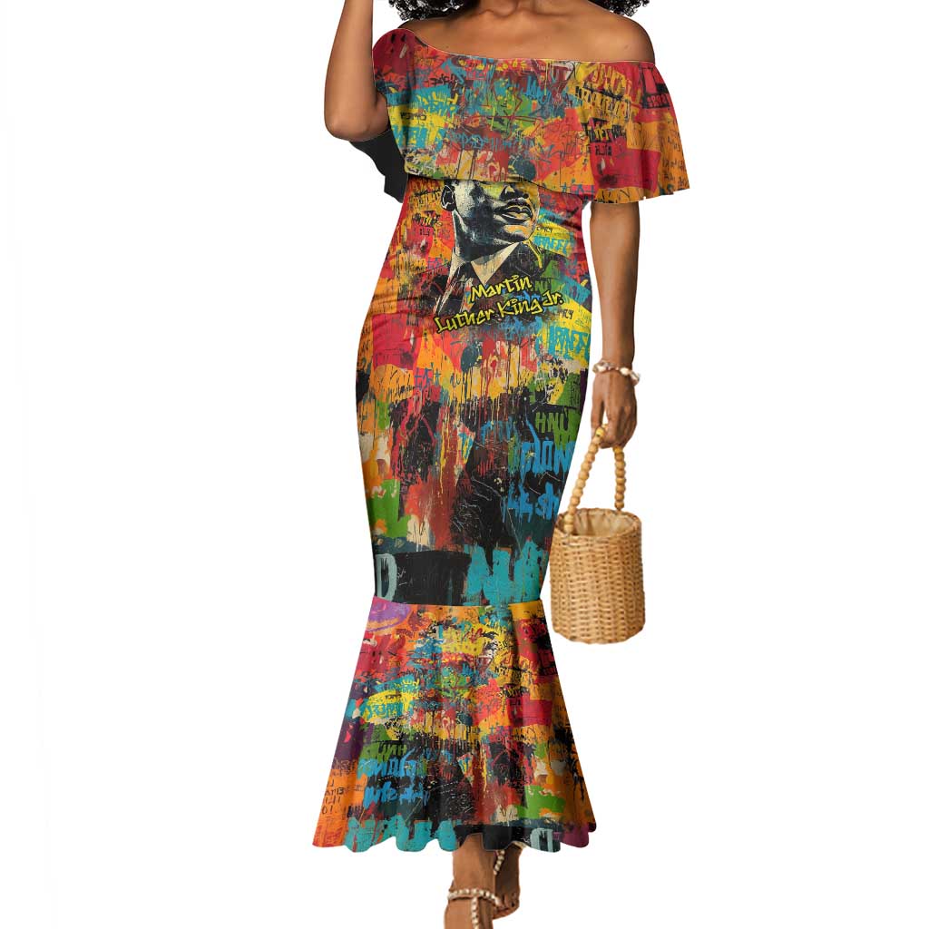 Martin Luther King Jr Mermaid Dress Colorful Street Art Portrait Black ...
