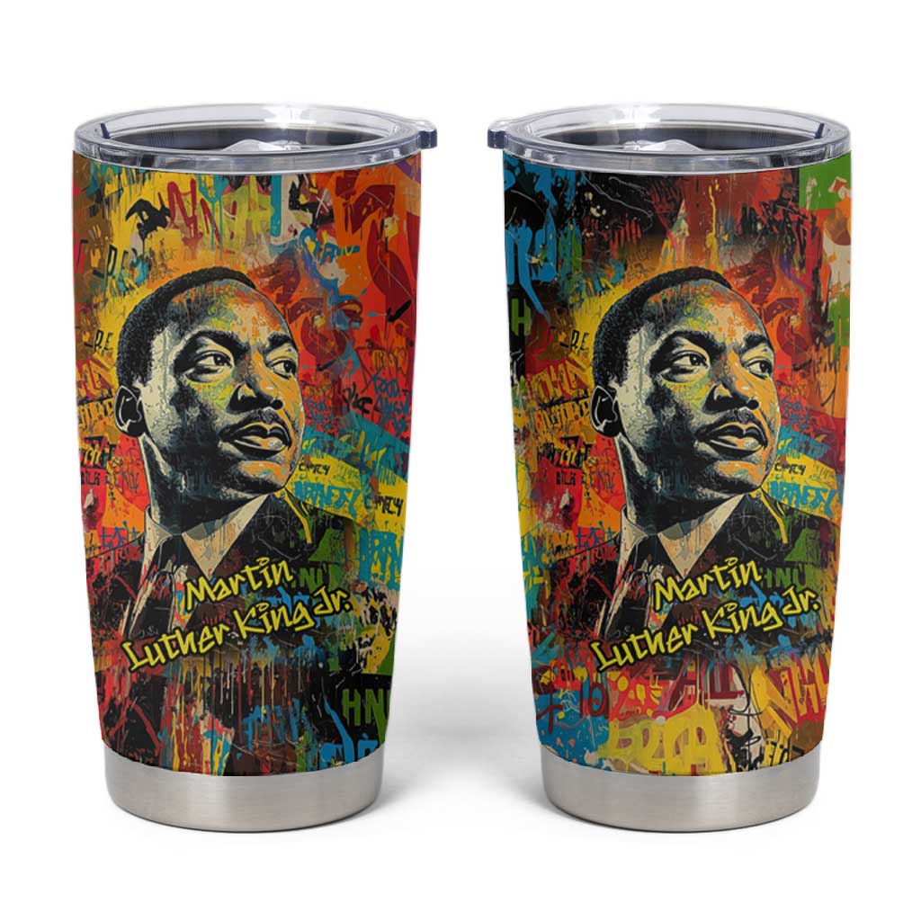Martin Luther King Jr Tumbler Cup Colorful Street Art Portrait Black ...
