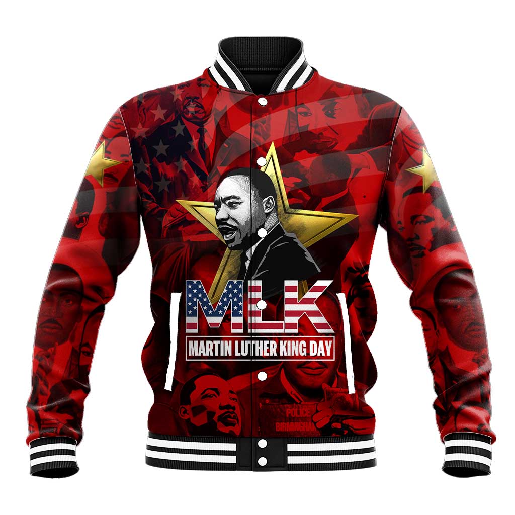 MLK Day Baseball Jacket Martin Luther King Jr Tribute American Flag ...
