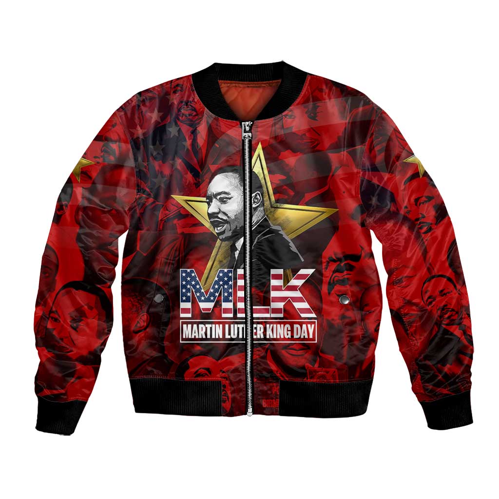 MLK Day Bomber Jacket Martin Luther King Jr Tribute American Flag ...
